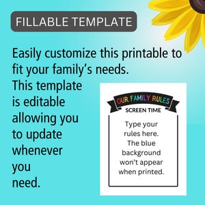 Screen Time Rules Editable Template | House Rules for Screens, Devices ...