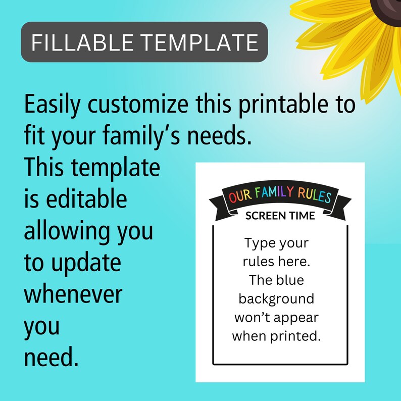 Screen Time Rules Editable Template | House Rules for Screens, Devices ...