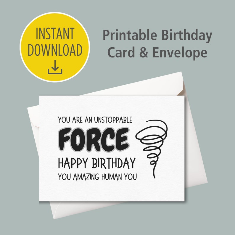 Unstoppable Force Birthday Card: Modern Happy Birthday Wishes ...