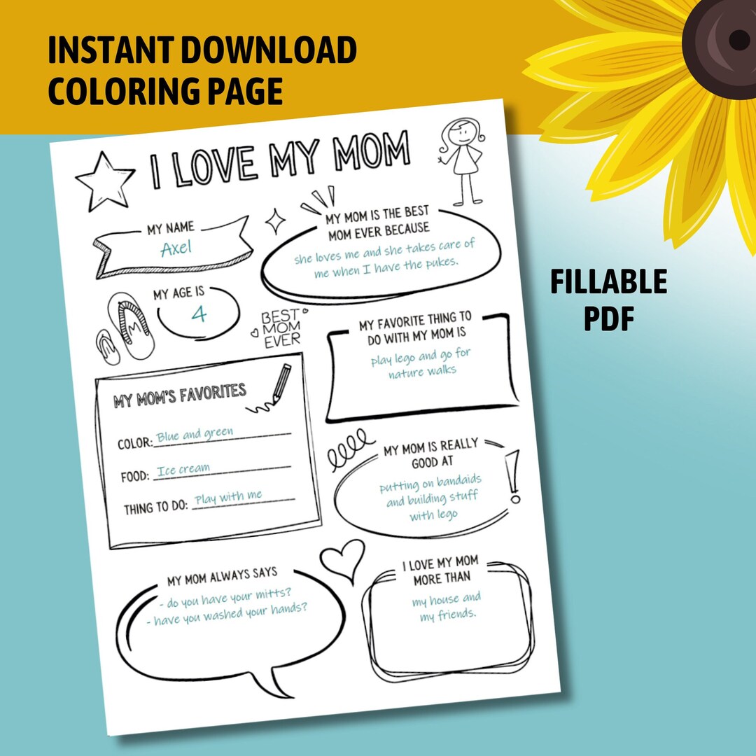 Printable Mother's Day Gift Idea From Kids Sweet Coloring Page Gift for ...