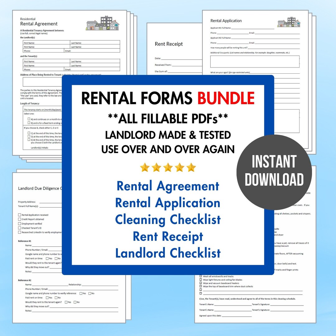 Rental Forms BUNDLE for Landlord or Property Manager | Rental Agreement ...