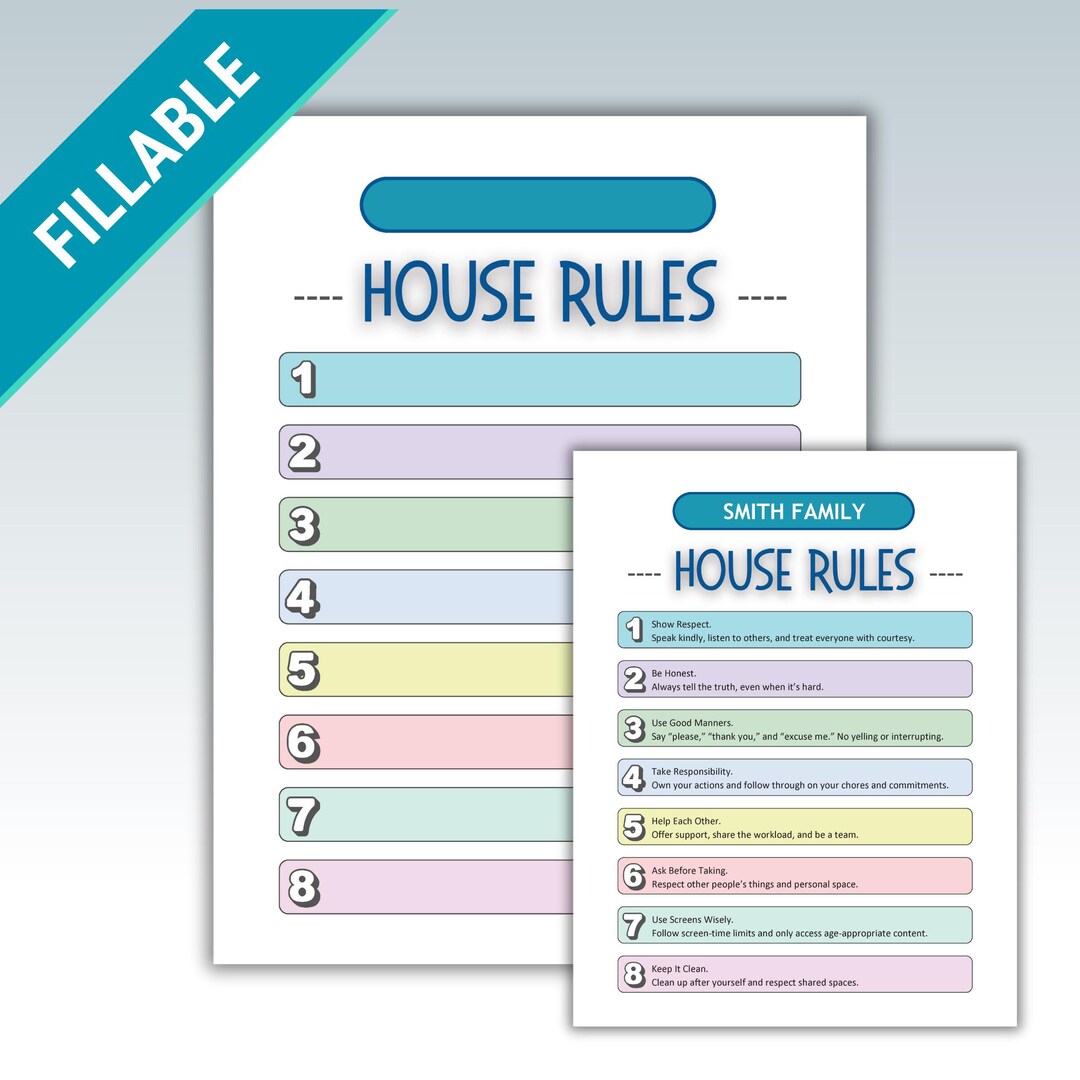 Editable Family Rules Chart: Customizable Kids' Behavior (PDF ...