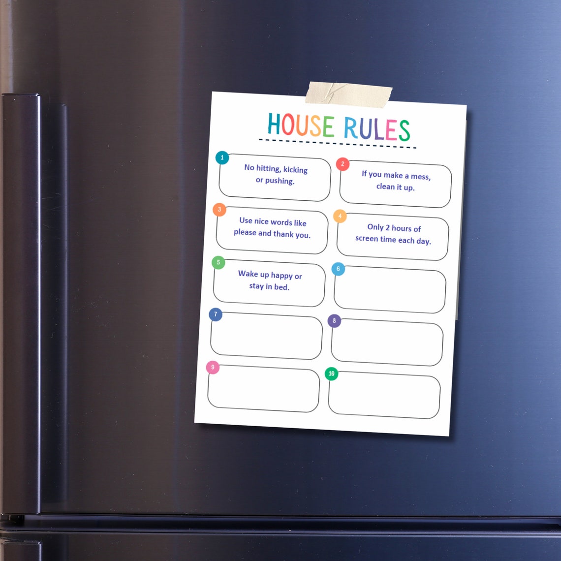 Custom Fillable Family Rules for Kids House Rules Template Create Your ...