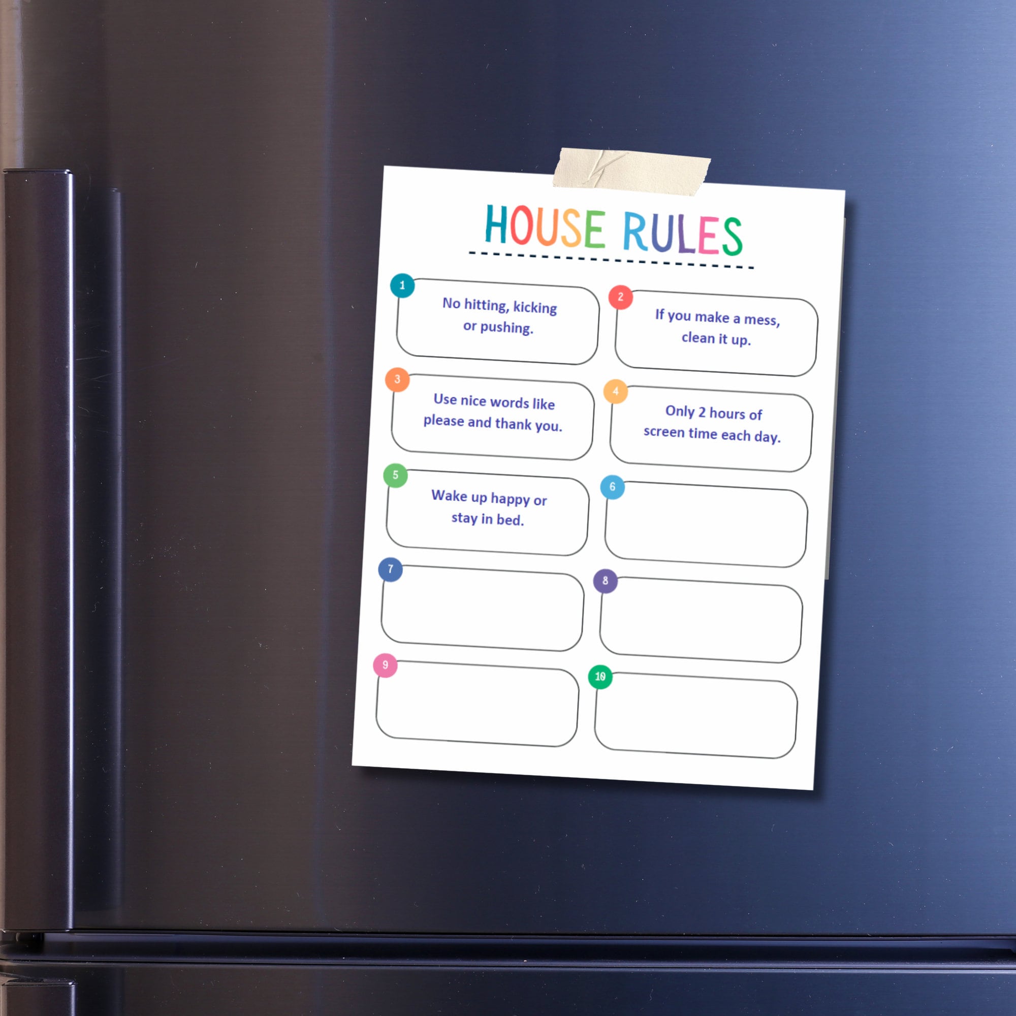 Custom Fillable Family Rules for Kids | House Rules Template | Create ...