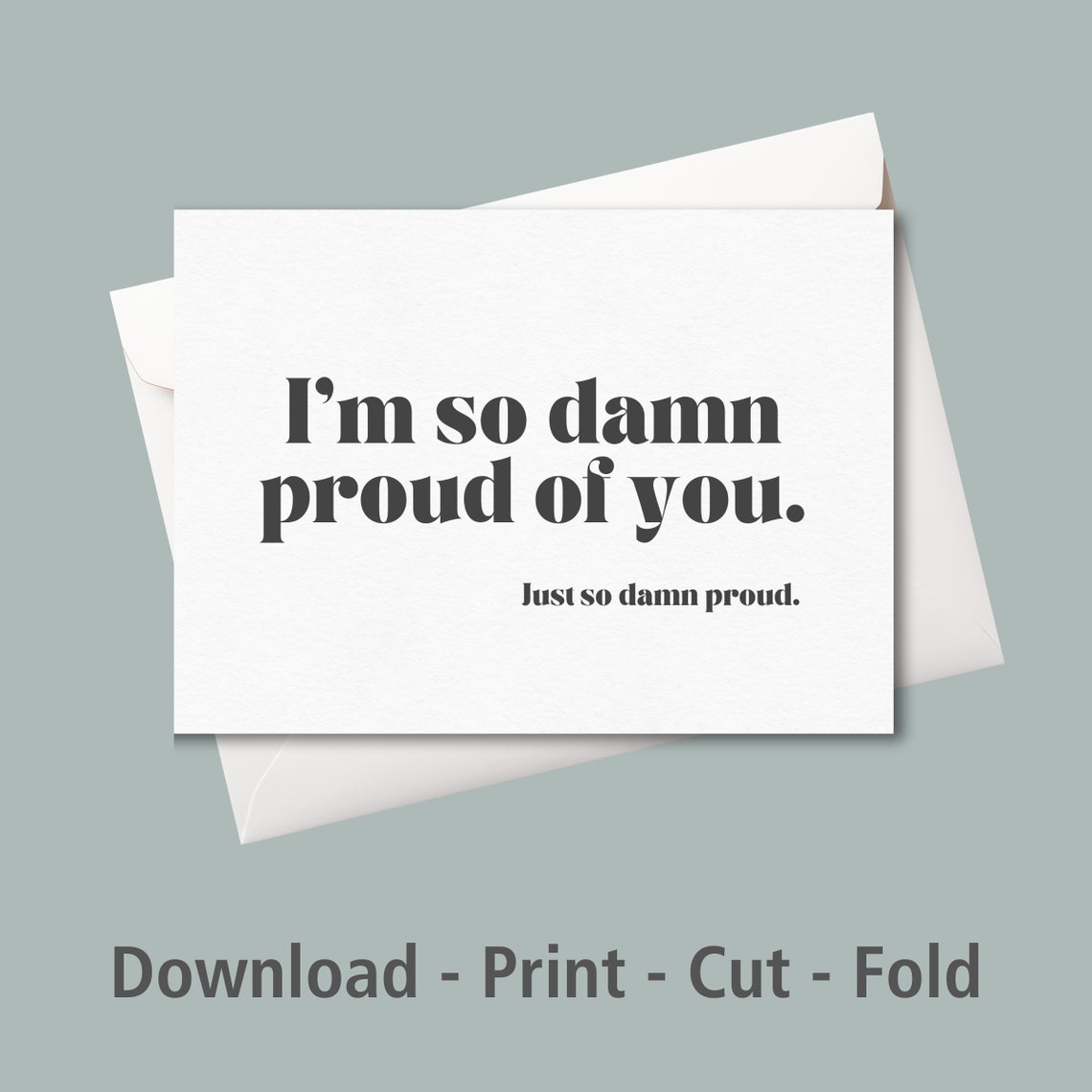 Congrats Grad Card and Envelope | so Damn Proud of You | Printable Grad ...