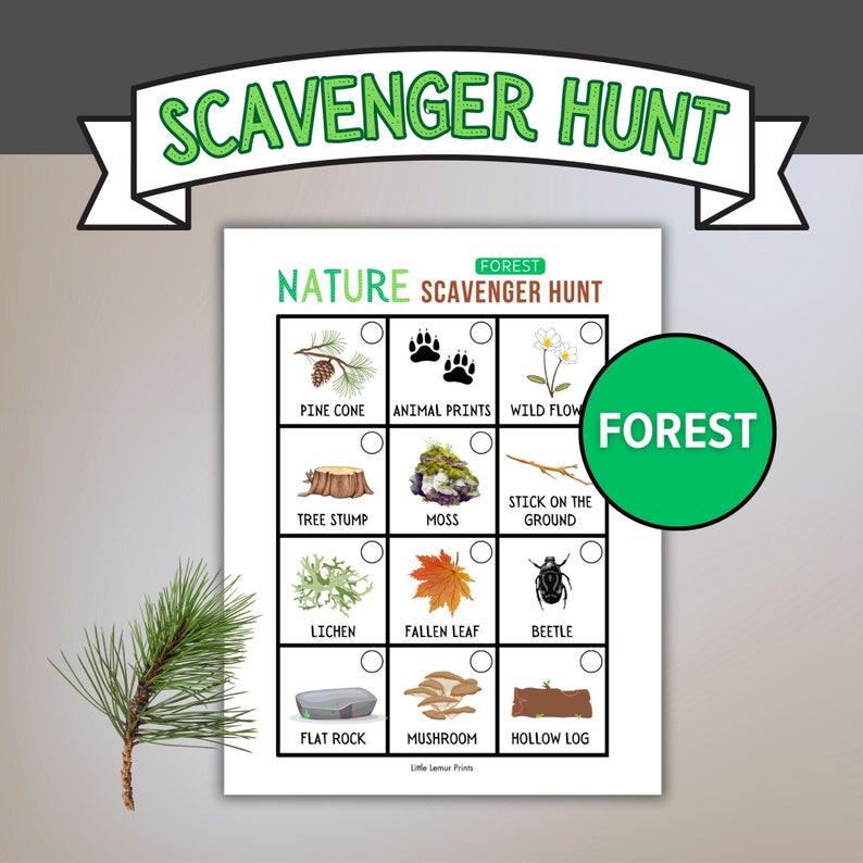 Nature Scavenger Hunt Forest Theme | Printable | Outdoor Activity for ...