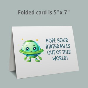 Printable Birthday Card for Kids | Alien Birthday Card | Instant ...