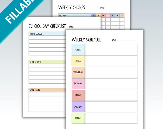Editable Kids Chore Chart PDF, Responsibility Chart, Personalized Daily ...