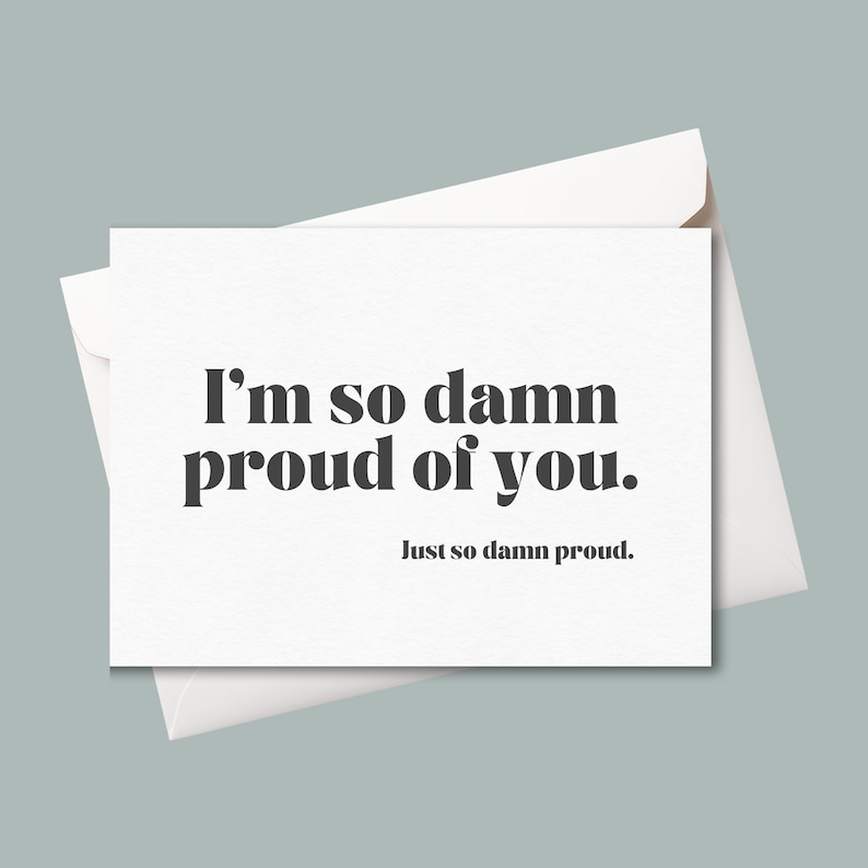 Congrats Grad Card and Envelope | so Damn Proud of You | Printable Grad ...