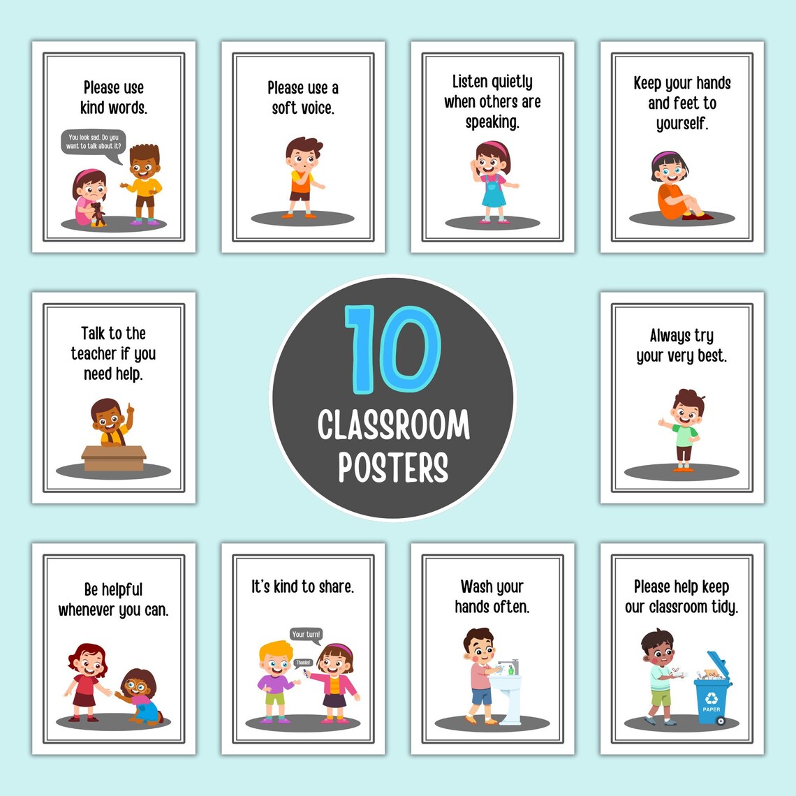Printable Classroom Rules Download PDF | Daycare Rules | Classroom ...