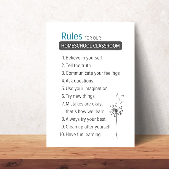 Homeschool Classroom Rules 2nd, 3rd & 4th Grade School Rules