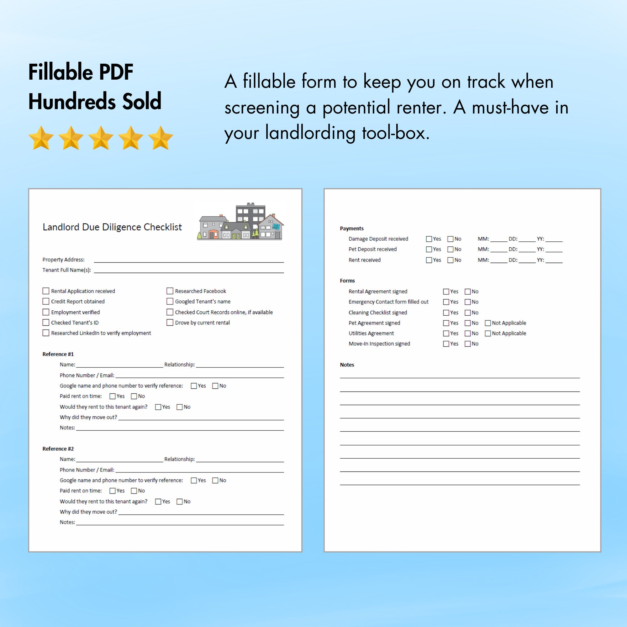Important Landlord Checklist | Fillable Checklist for Screening Tenant ...