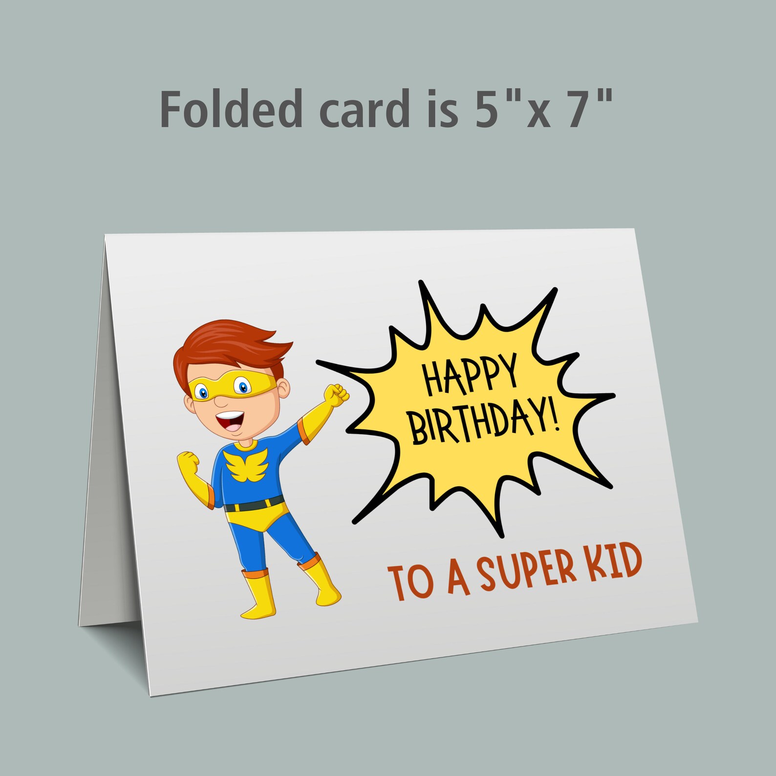 Superhero Birthday Card for Kids: Printable Boy's Card (digital ...