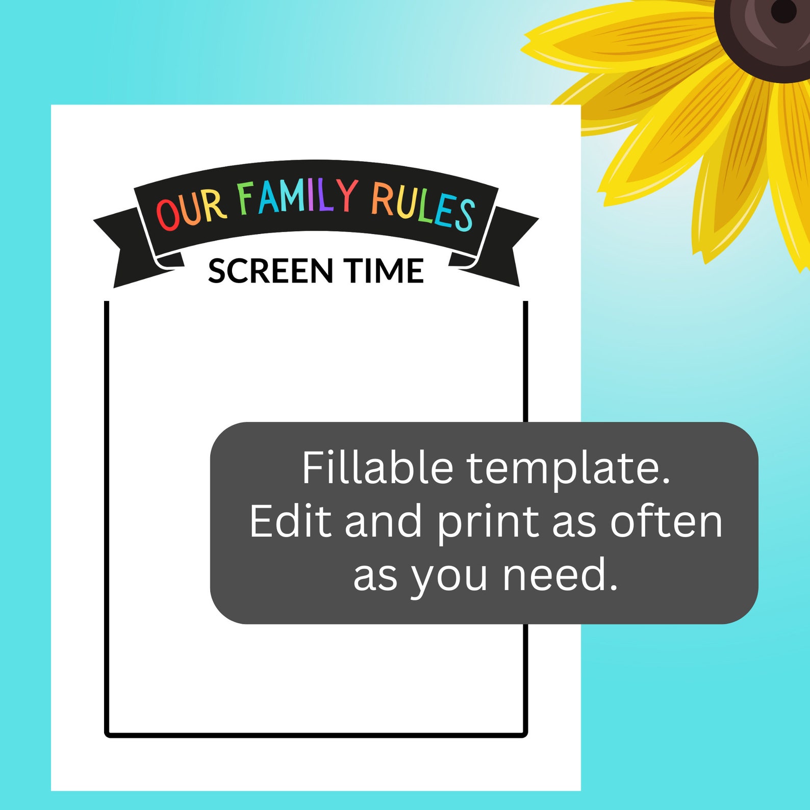 Screen Time Rules Editable Template | House Rules for Screens, Devices ...