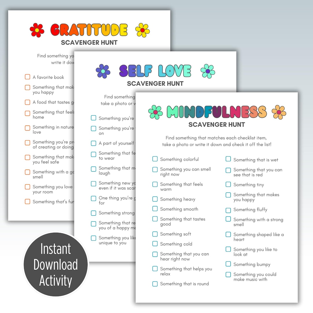 Mindfulness Scavenger Hunt for Kids: Gratitude & Self-love (printable ...