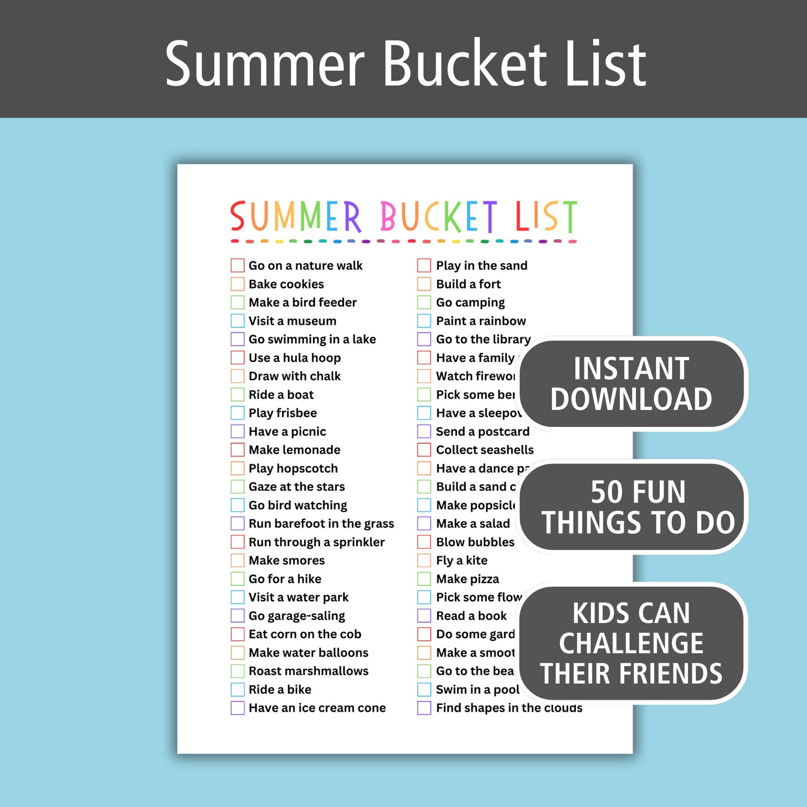 Summer Bucket List for Kids 50 Fun Things to Do This Summer With Your ...