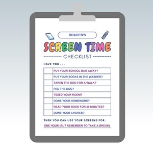 Personalized Screen Time Rules Chart: Editable Kids Checklist (PDF ...