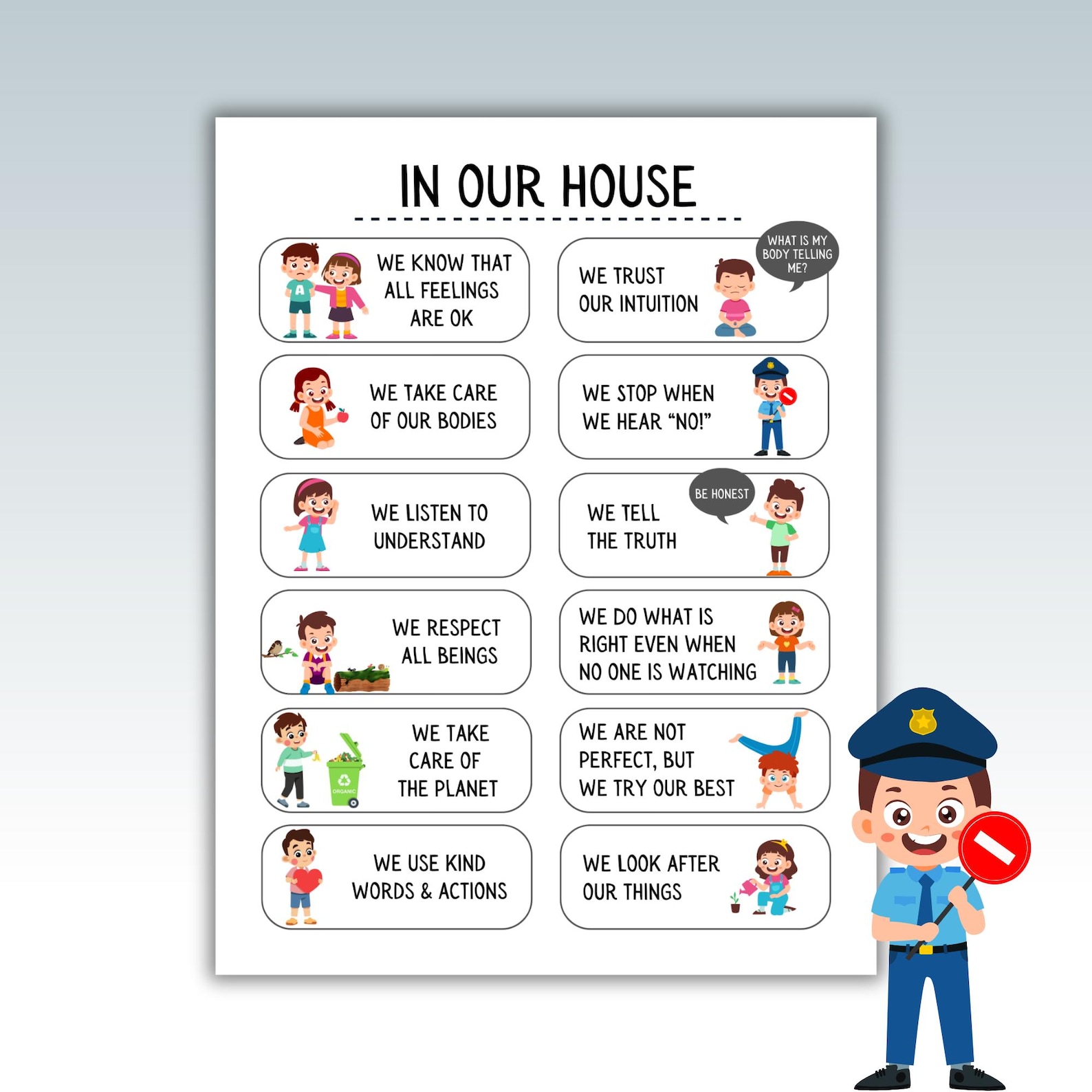 Positive House Rules for Kids: Family Print With Pictures (PDF Download ...
