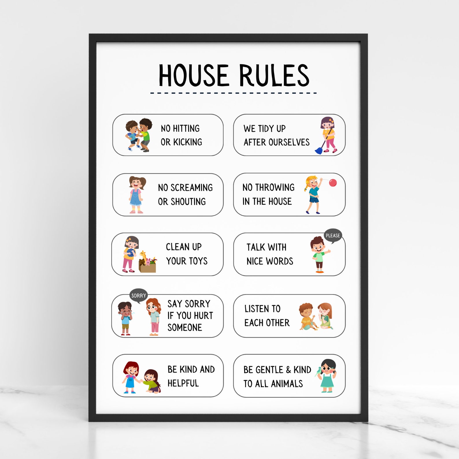 House Rules for Kids Family House Rules Easy-to-understand With ...