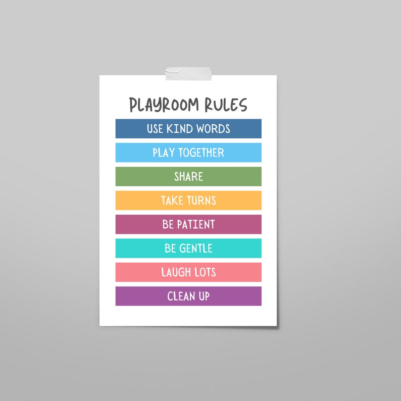 Playroom Printable Rules Sign | Preschool, Daycare, Home Play Room ...