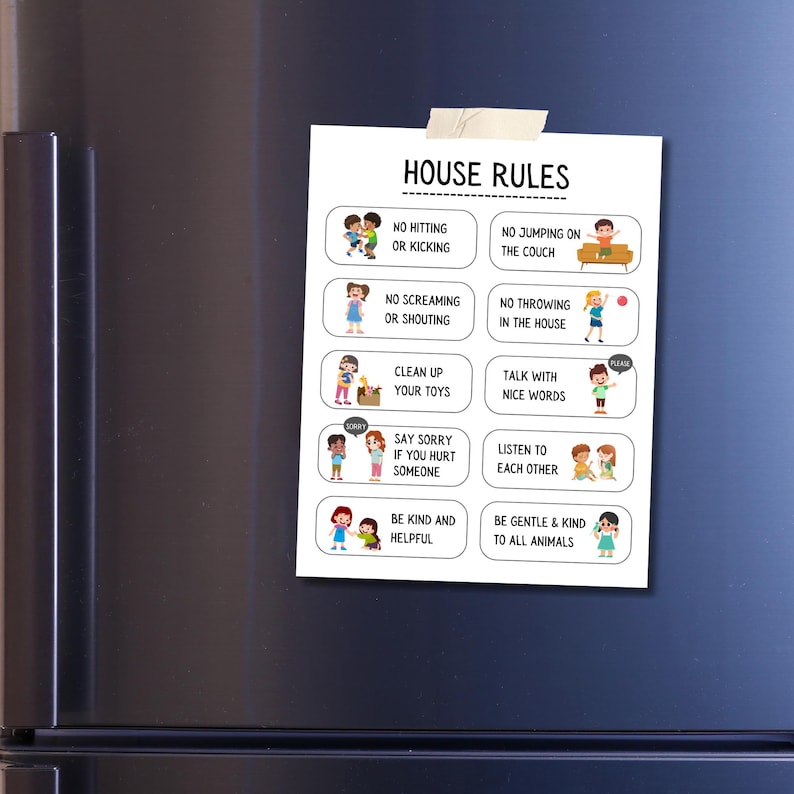 Buy House Rules for Kids Printable: Picture Chart, Easy-to-understand ...