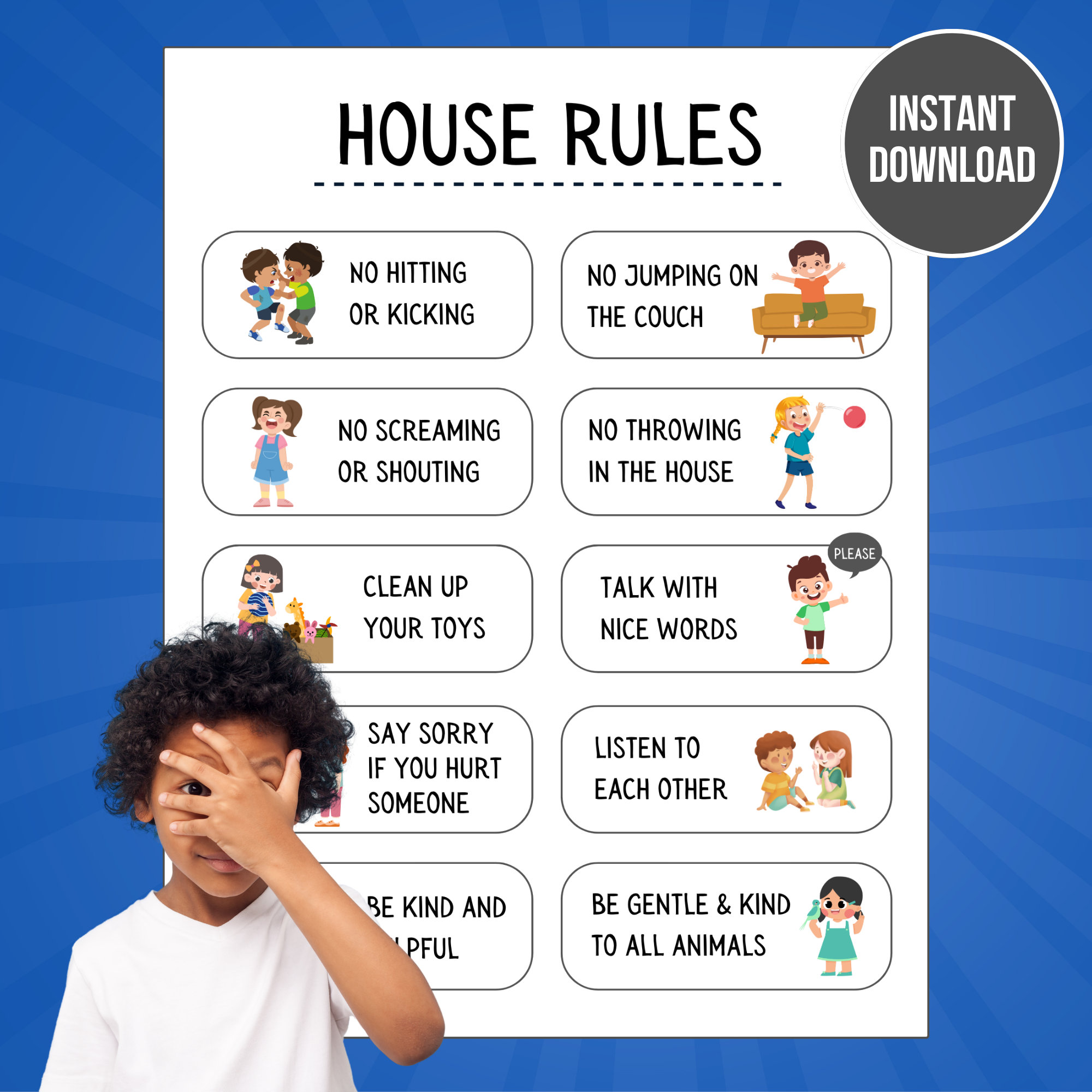 House Rules for Kids Family House Rules Easy-to-understand With ...