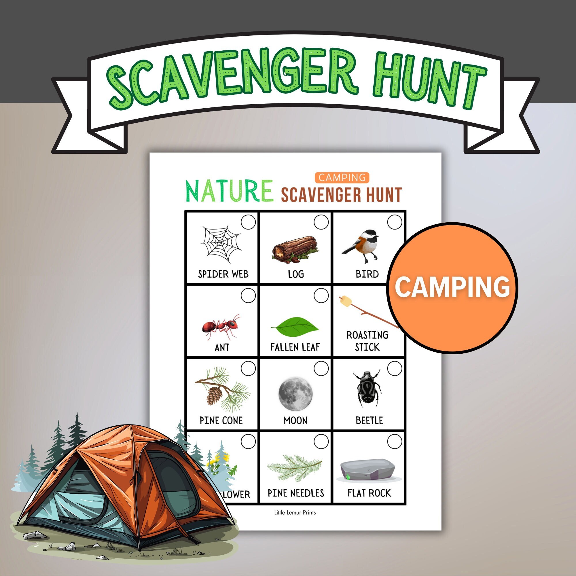 Kids Camping Scavenger Hunt Outdoor Nature Activity Educational ...