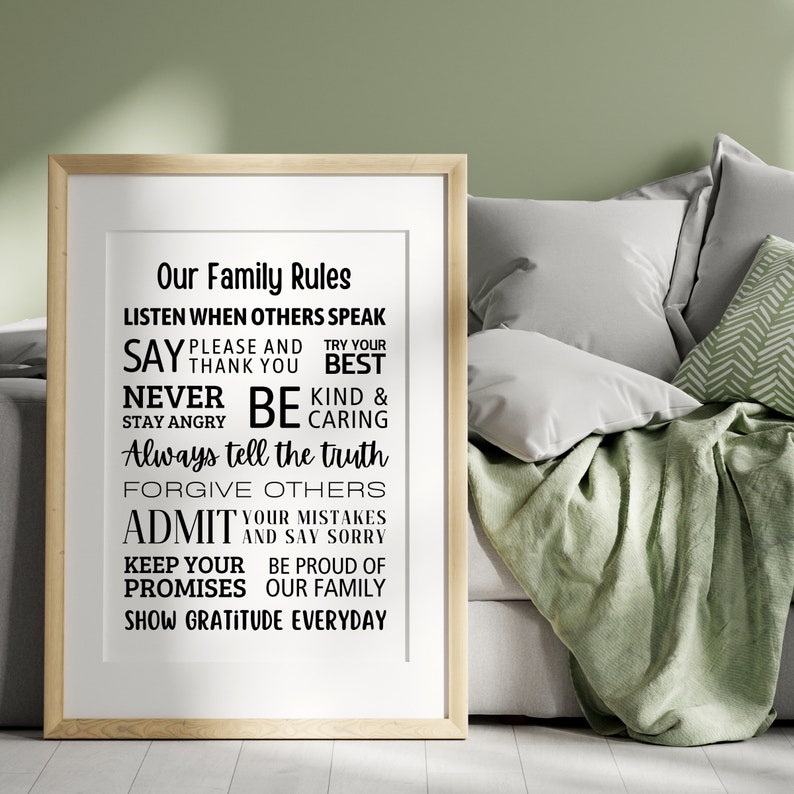 Modern Family Rules Wall Art House Rules for Kids Home Rules Poster ...