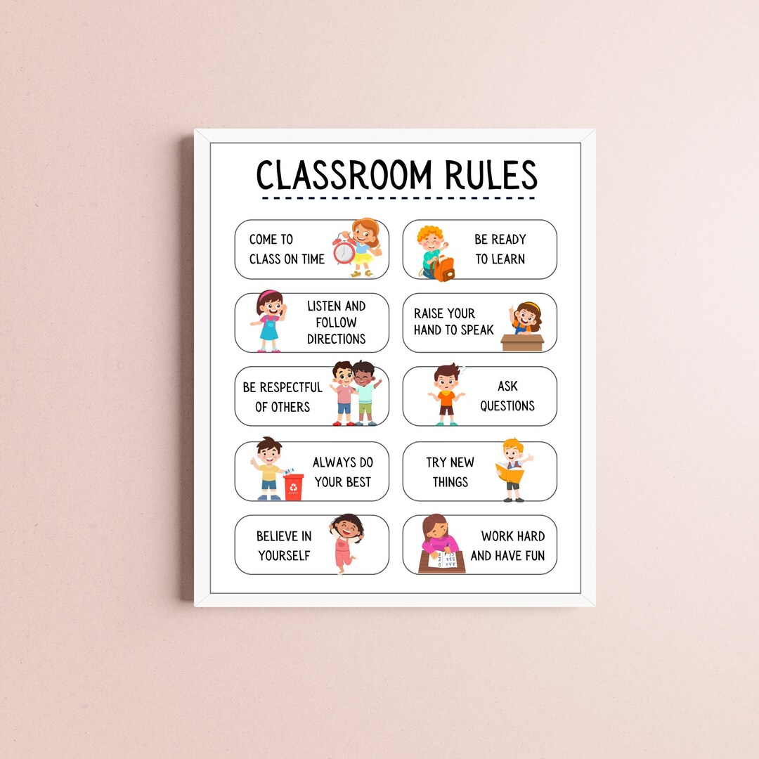 Classroom Rules Printable Wall Art for Preschool, Kindergarten, Early ...