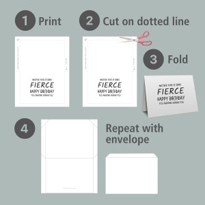 Printable Birthday Card | Another Year of Being Fierce | Downloadable ...