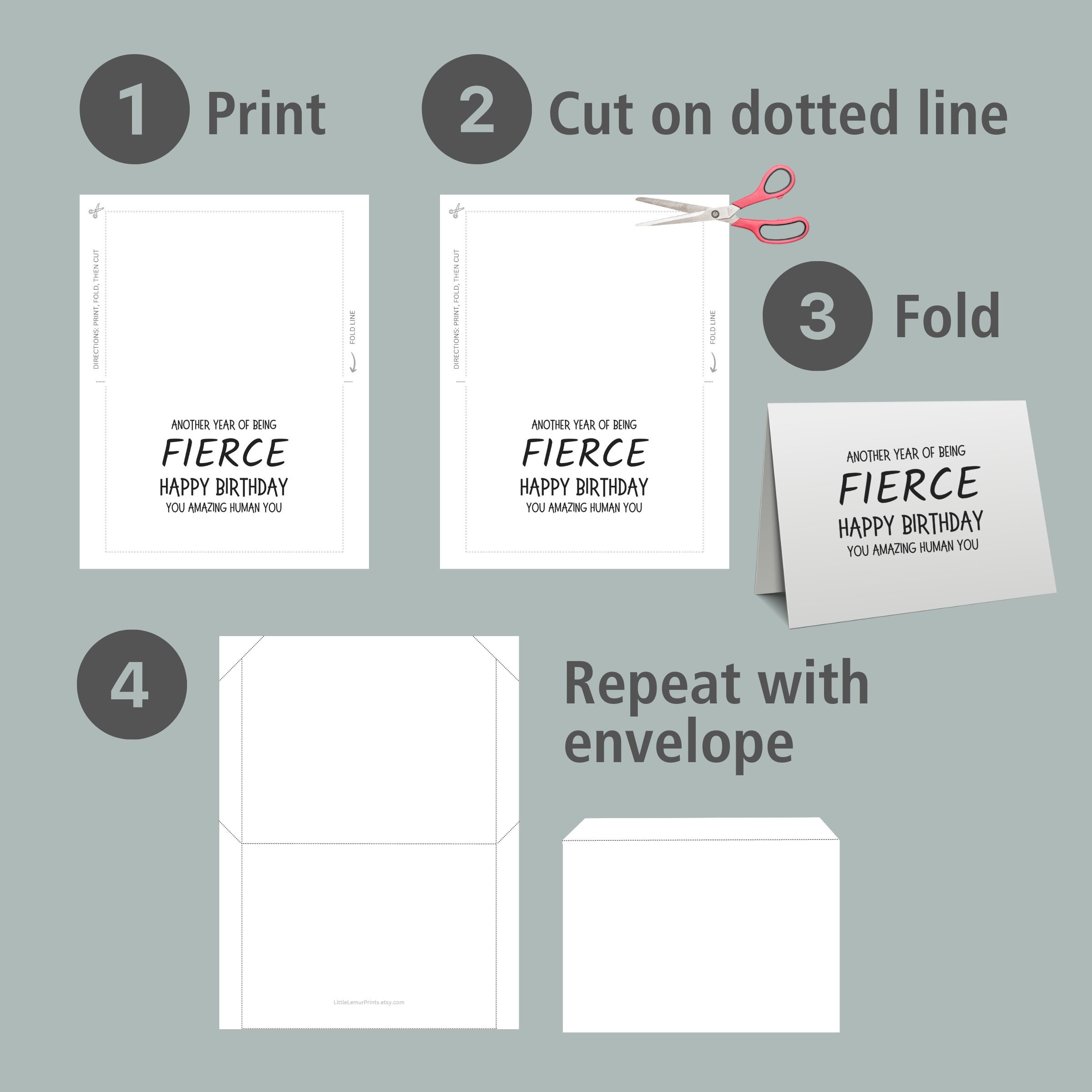 Printable Birthday Card Another Year of Being Fierce Downloadable ...