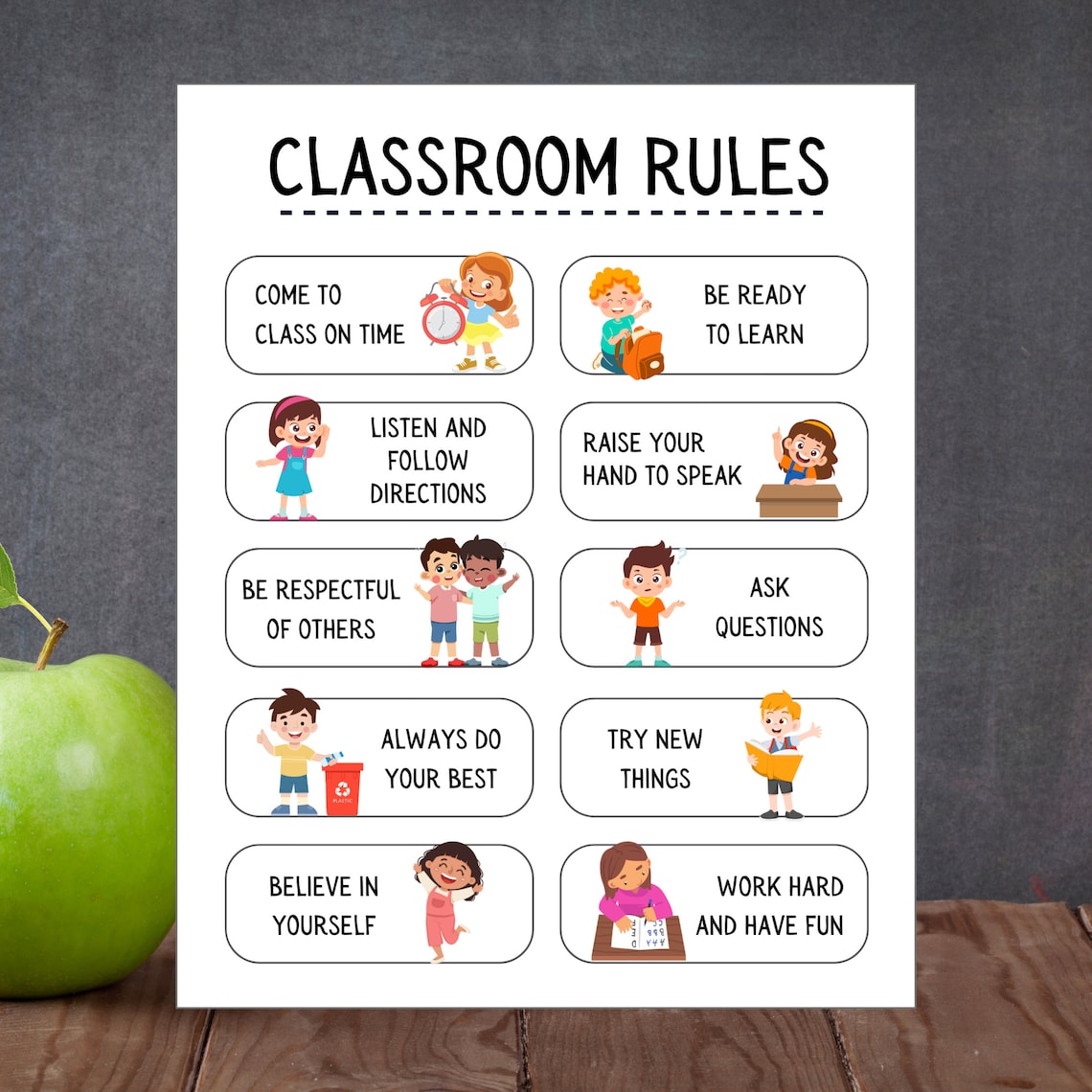 Classroom Rules Printable Wall Art for Preschool, Kindergarten, Early ...