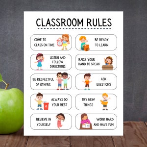 Classroom Rules Printable Wall Art for Preschool, Kindergarten, Early ...