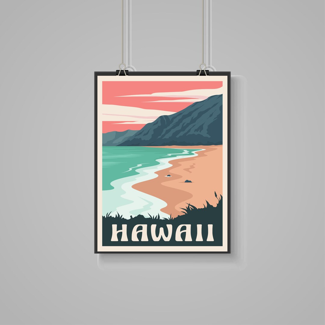 Hawaii Wall Art | Hawaii Poster | Vintage Travel Poster | Boho Retro ...