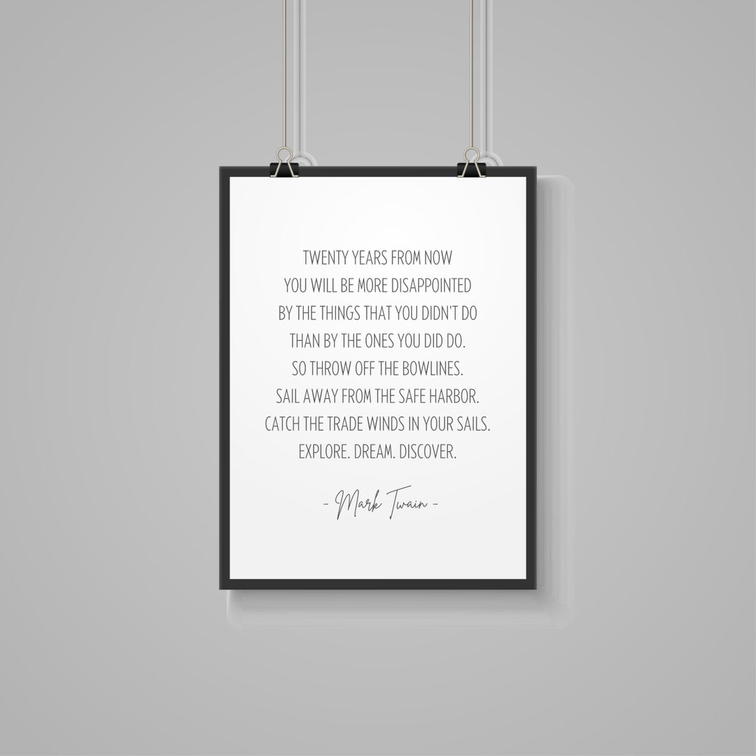 Mark Twain Printable Wall Art | Travel and Adventure Poster | Grad Gift ...