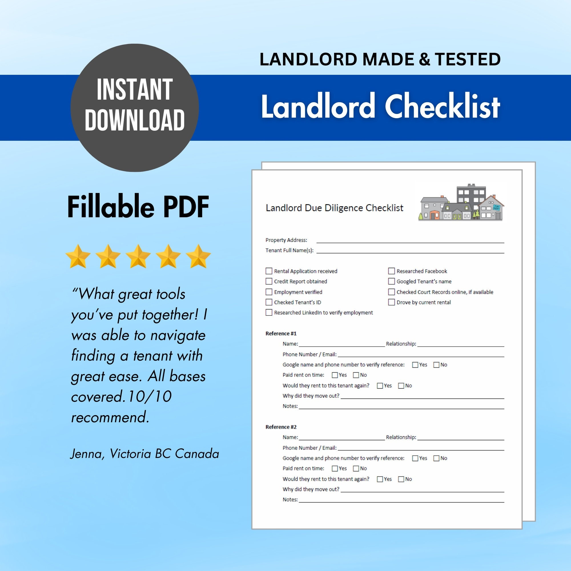 Important Landlord Checklist | Fillable Checklist for Screening Tenant ...