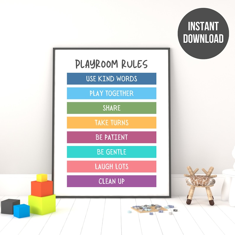 Playroom Printable Rules Sign | Preschool, Daycare, Home Play Room ...