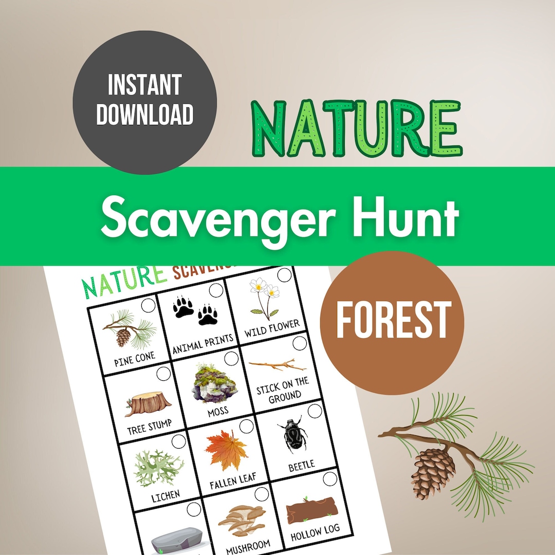 Nature Scavenger Hunt Forest Theme Printable Outdoor Activity for ...