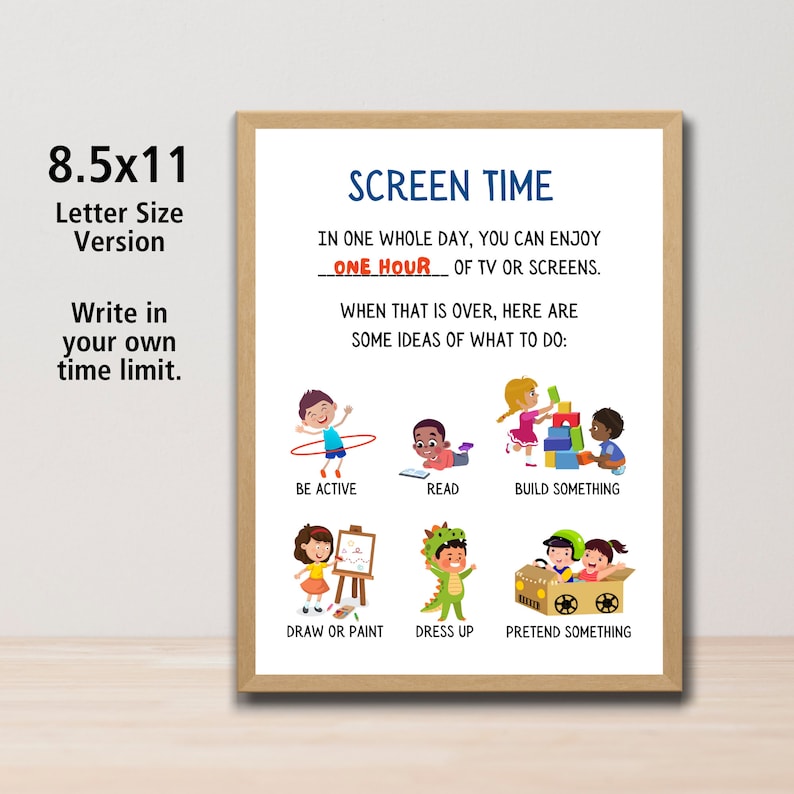 Screen Time Rules Printable: Toddlers & Preschoolers (US Letter) - Etsy