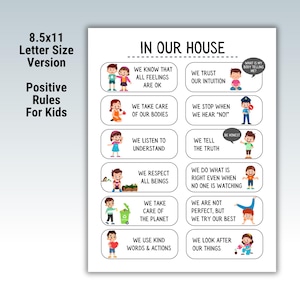 Positive House Rules for Kids: Family Print With Pictures (PDF Download ...