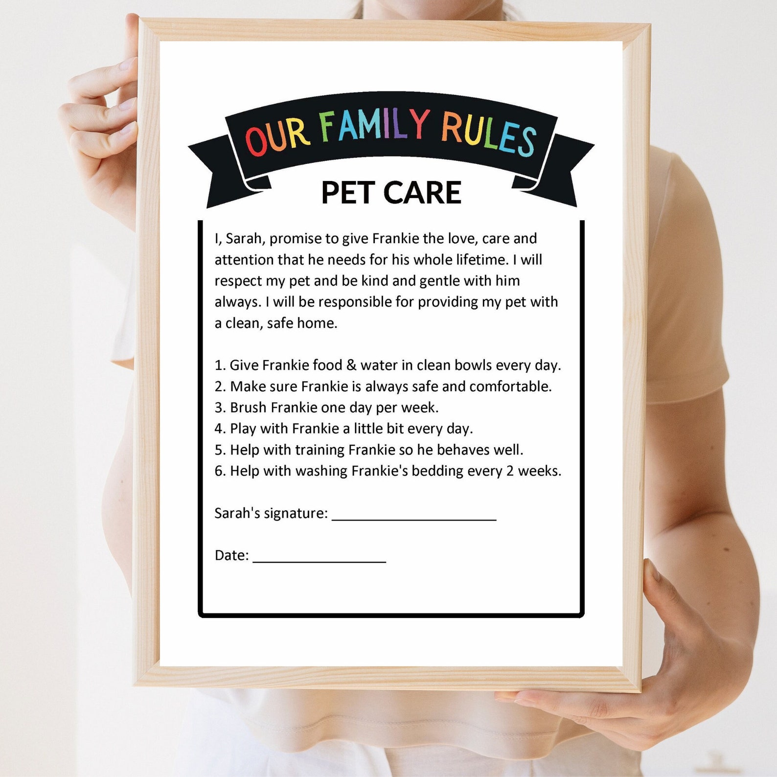 Pet Chores Printable Template for Kids Pet Agreement Pet Care House ...