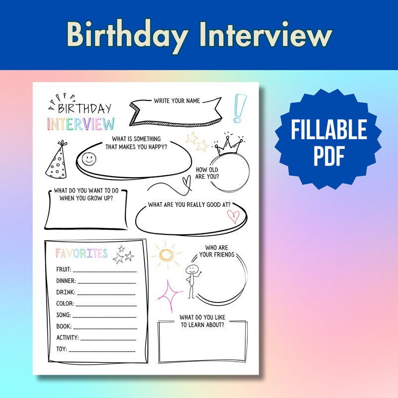 Birthday Interview Printable - Etsy