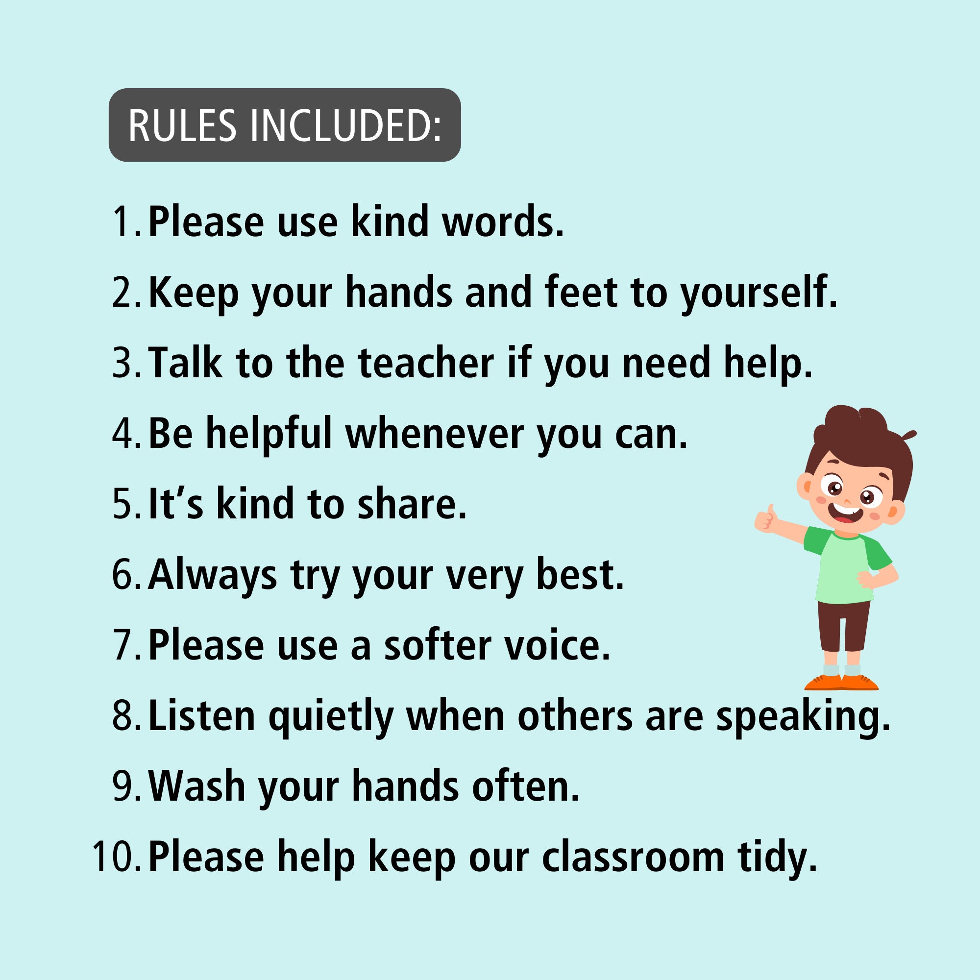 Printable Classroom Rules Download PDF | Daycare Rules | Classroom ...