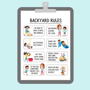 Backyard Rules for Kids | Printable Safety Rules for the Garden Yard ...