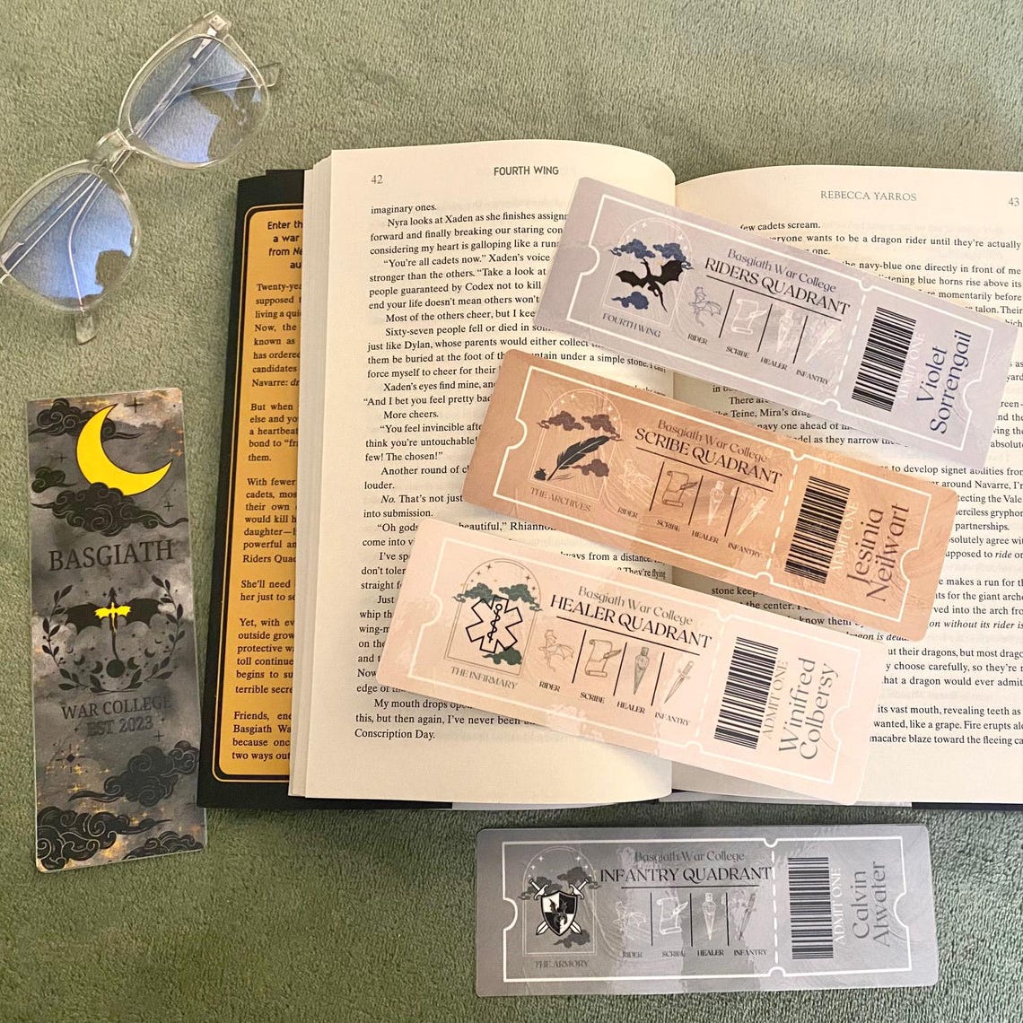 Fourth Wing Inspired Printable Bookmarks | Riders, Scribe, Healers ...