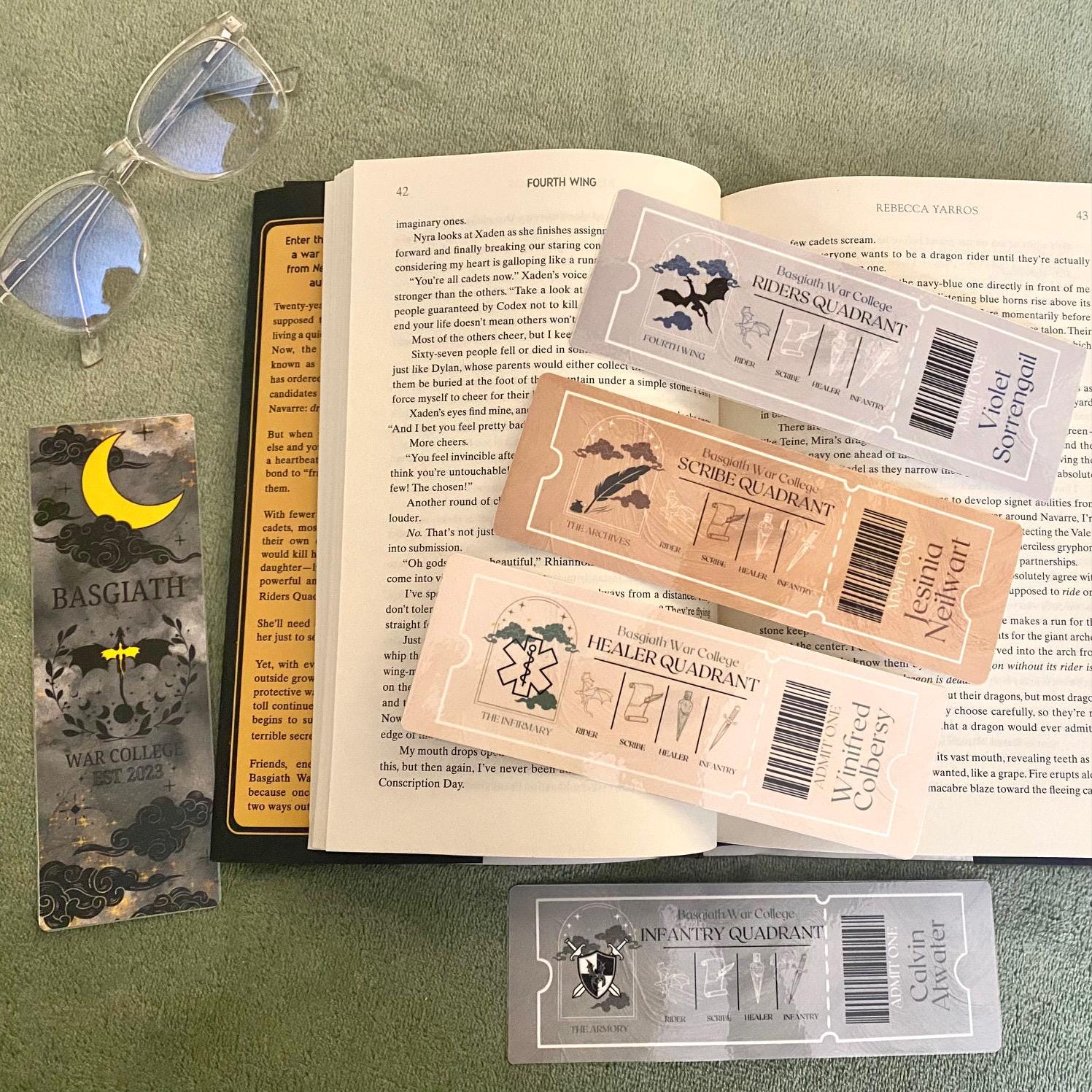 Fourth Wing Inspired Printable Bookmarks | Riders, Scribe, Healers ...
