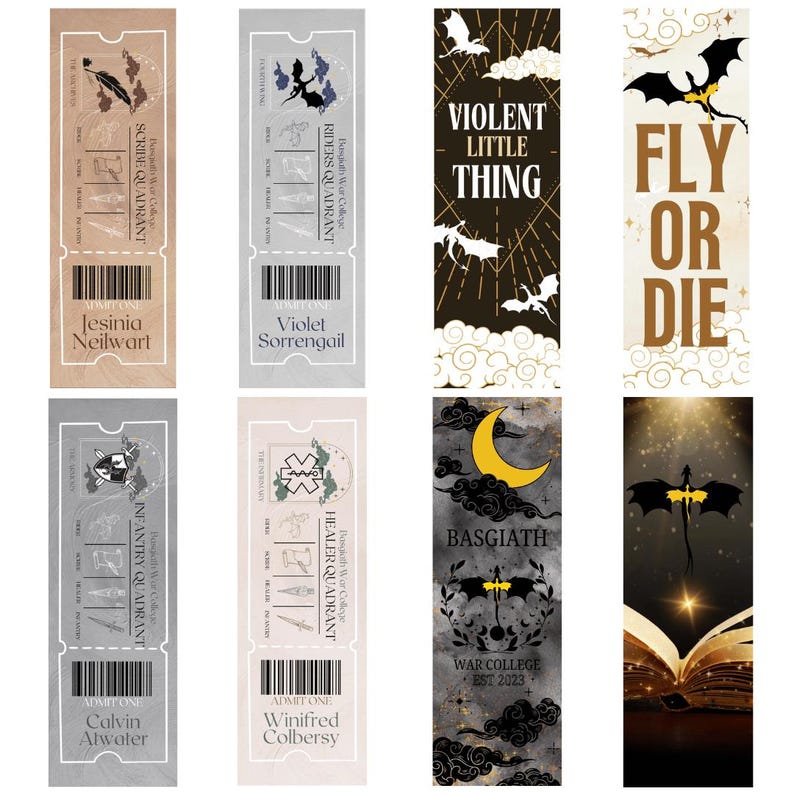Fourth Wing Inspired Printable Bookmarks | Riders, Scribe, Healers ...