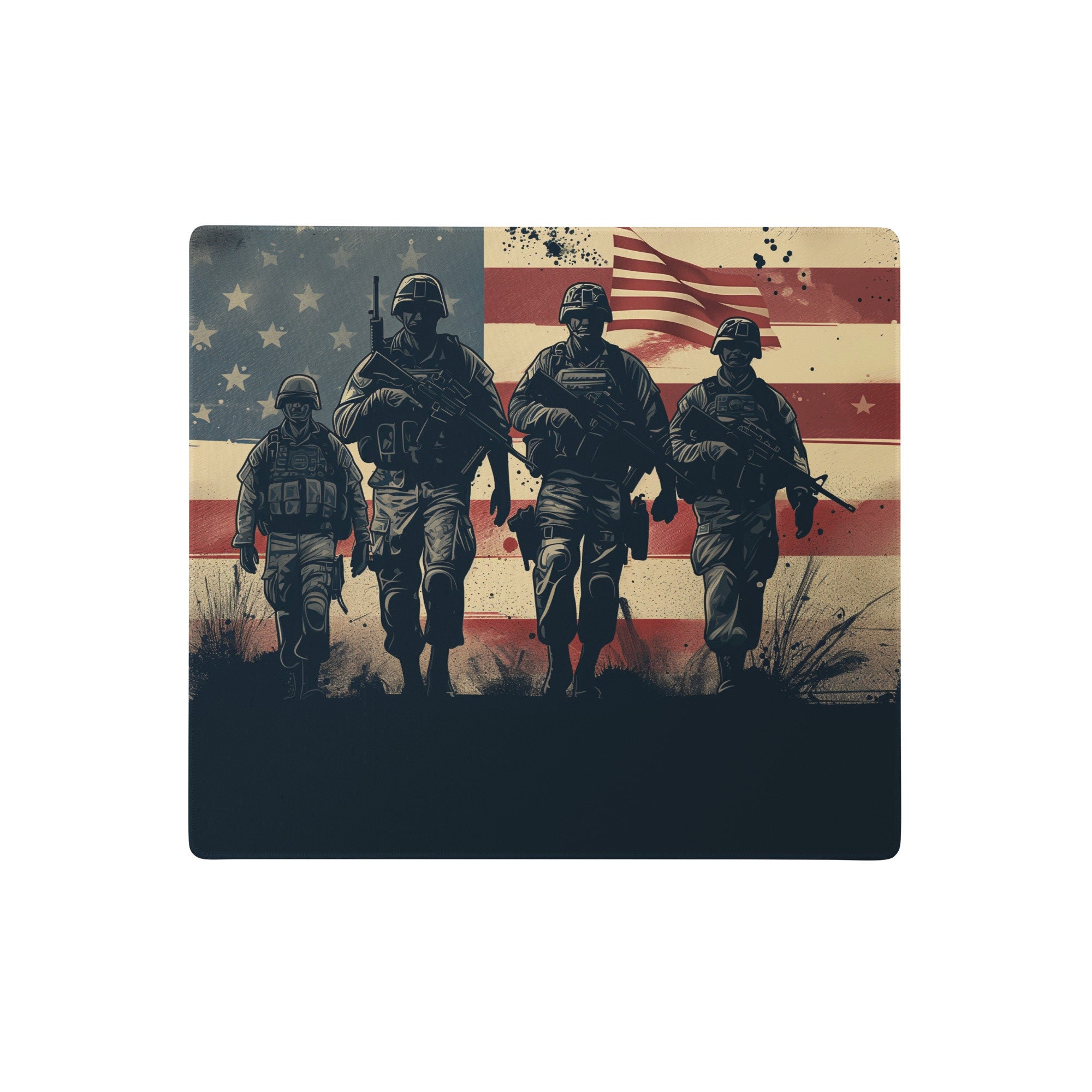 Military Desk Mat American Flag Soldier Design Patriotic Large Mouse ...