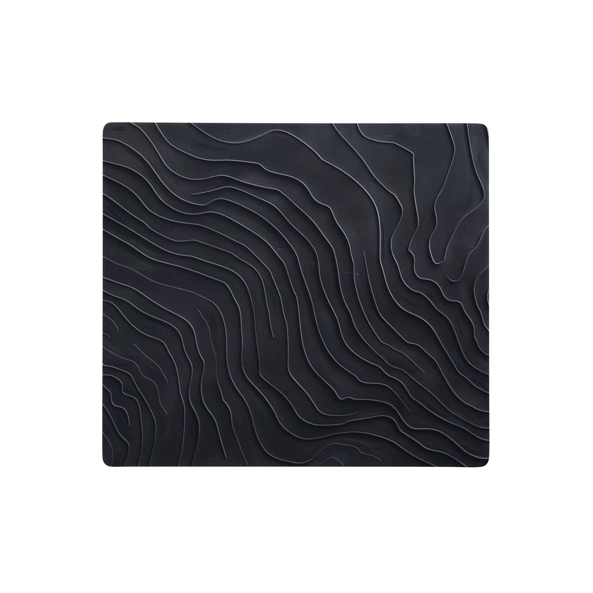 Minimalist Black on Black Topography Map Desk Mat, Geometric and Canvas ...