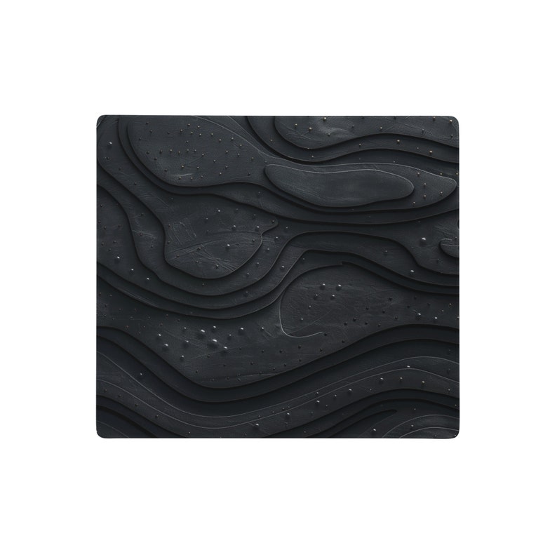 Minimalist Black on Black Topography Map Desk Mat, Geometric and Canvas ...